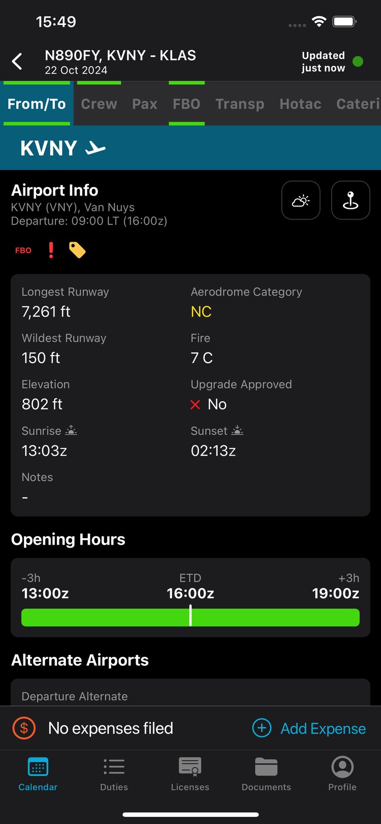Crew App - Flight Details Items