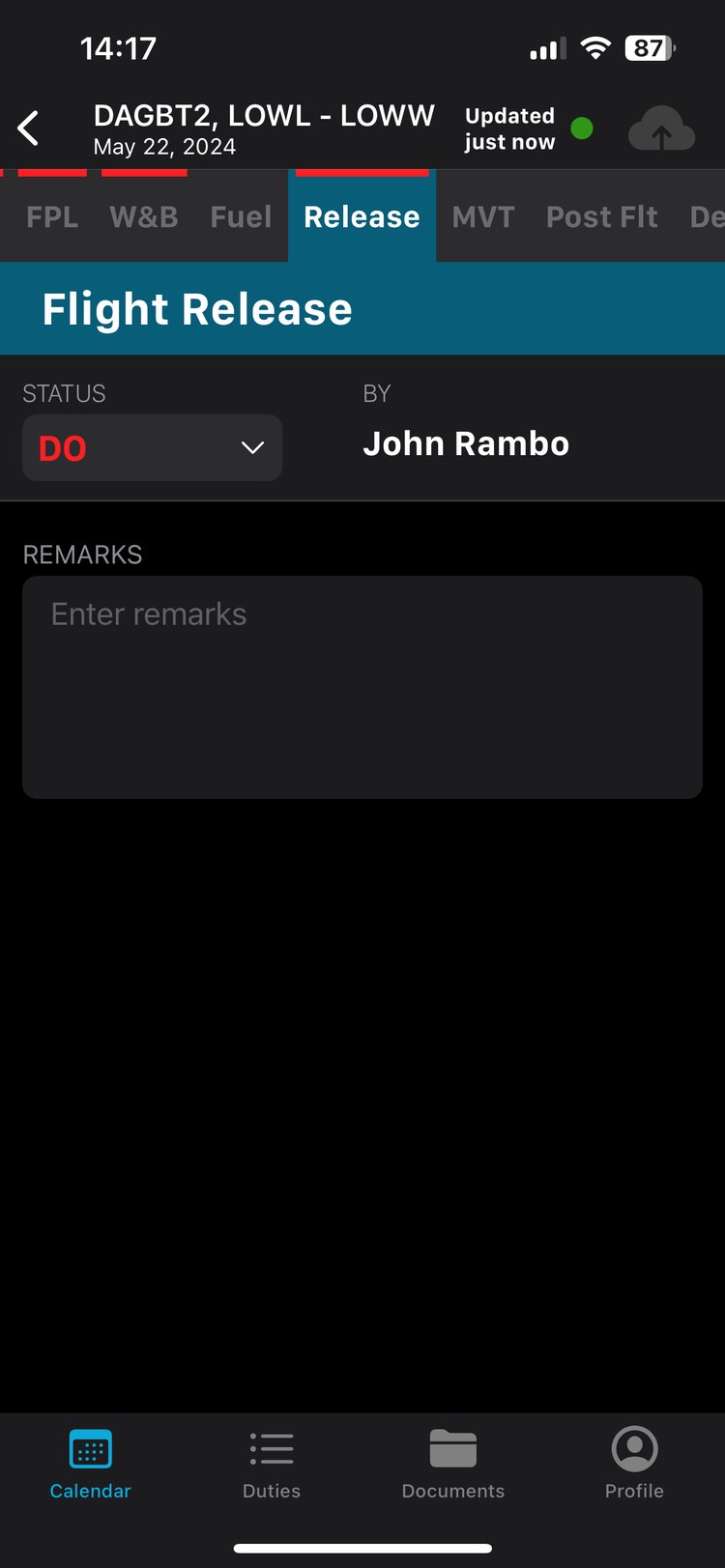 Dispatch App - Release A Flight