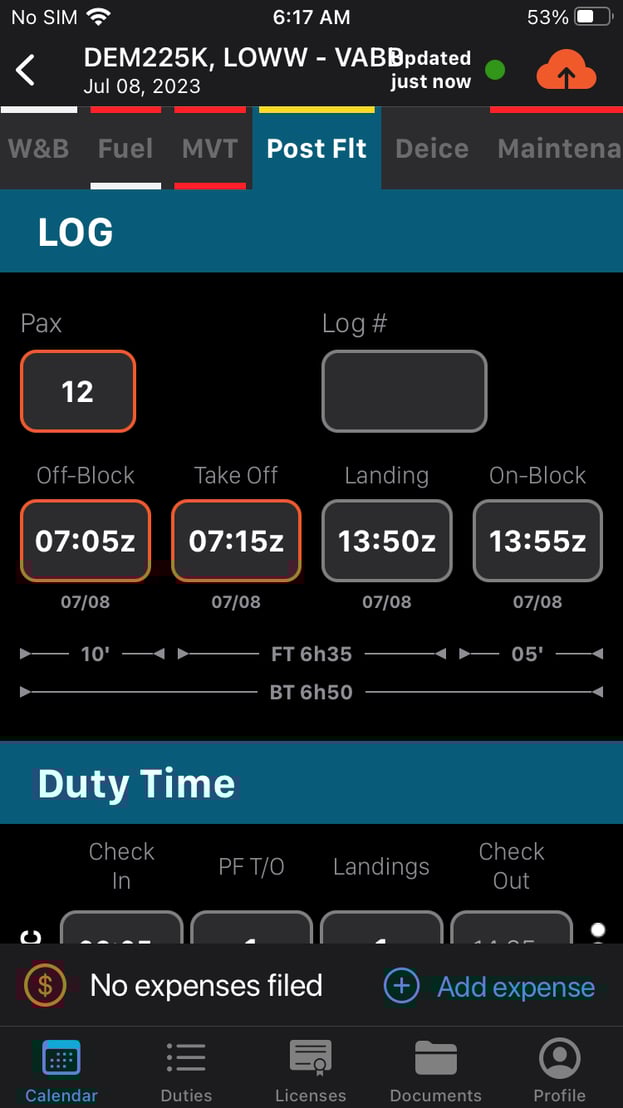 Crew App - Post Flight