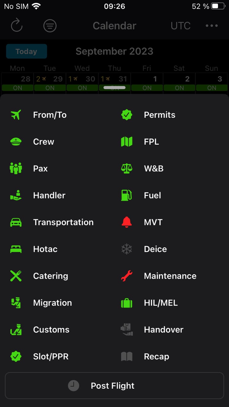 Crew App - Post Flight