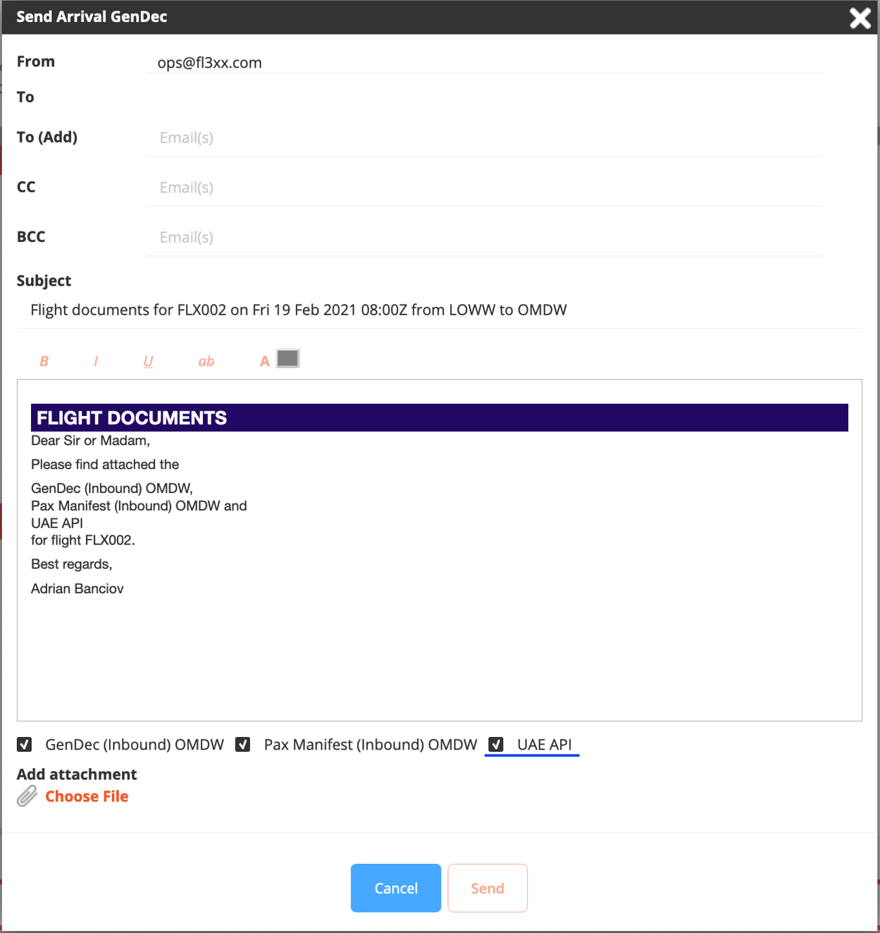 Flight Strip Item: Migration and Customs