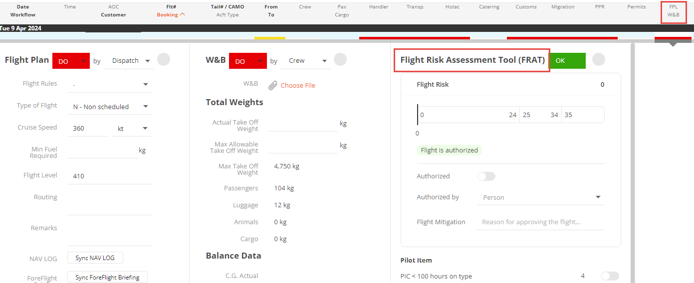 FRAT (Flight Risk Assessment Tool)