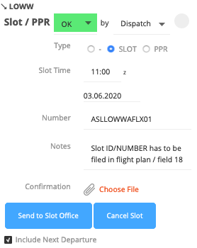 Flight Strip Item: Slot / PPR and Permits
