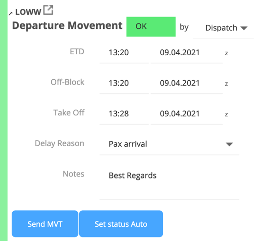 Flight Strip Item: Movement Messages