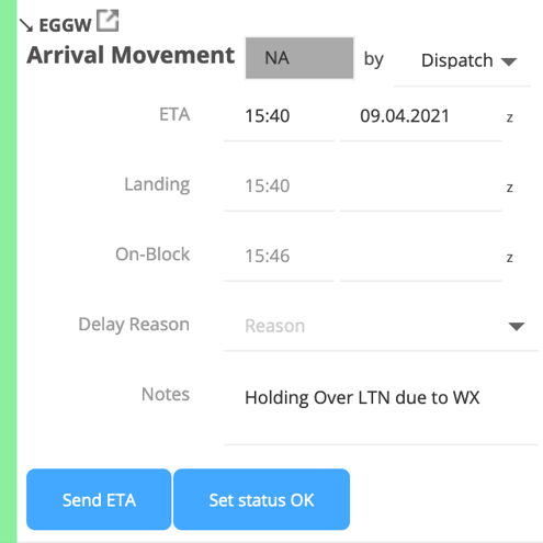 Flight Strip Item: Movement Messages