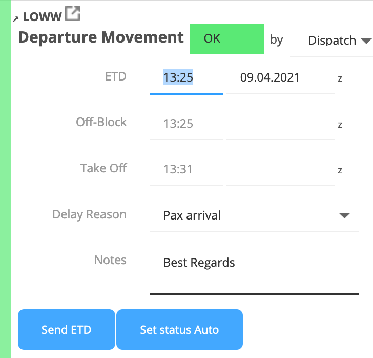 Flight Strip Item: Movement Messages