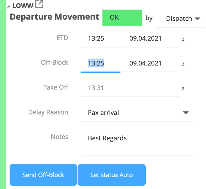 Flight Strip Item: Movement Messages