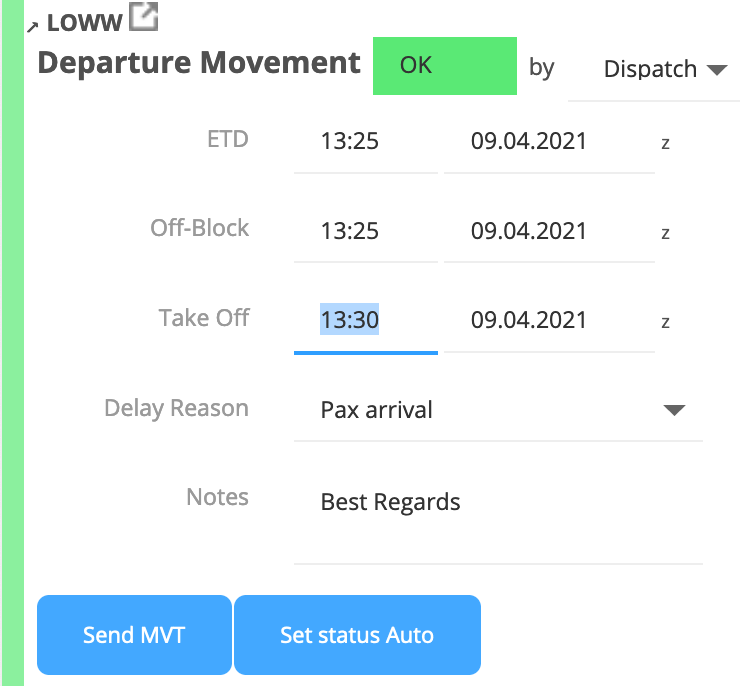 Flight Strip Item: Movement Messages